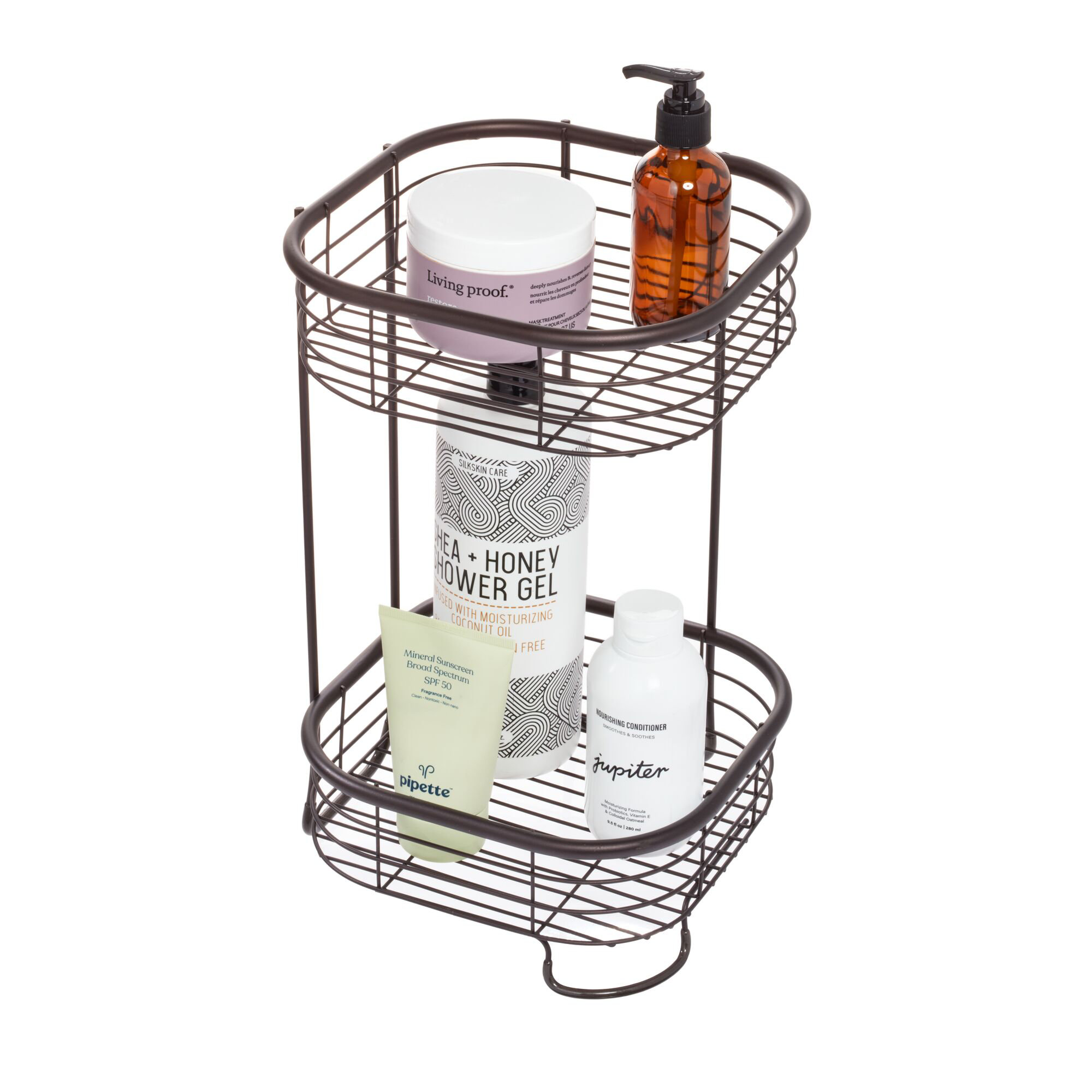 InterDesign iDesign Forma Wire Corner Shower Caddy 2-Tier Bath Shelf Baskets 9.5" x 9.5" x 15.25 ...